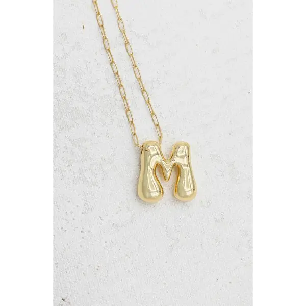 EMERSON & OLIVER Gold Plated Paperclip Chain Necklace With Letter Charm - Gold - M