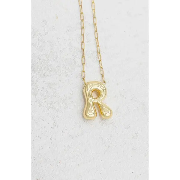 EMERSON & OLIVER Gold Plated Paperclip Chain Necklace With Letter Charm - Gold - R