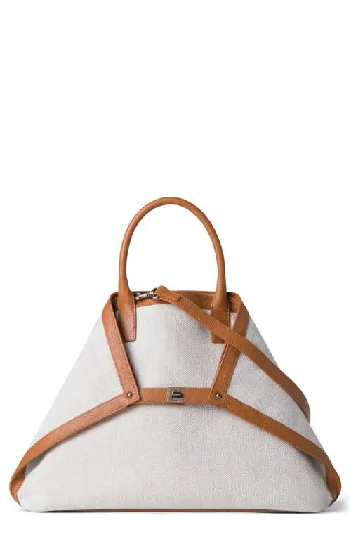 Akris Ai Canvas Convertible Tote - Stucco/ Cuoio