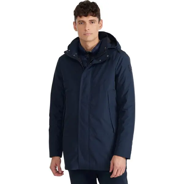 Pajar Altair Mid Length Parka With Welded Detail And Detachable Hood - Navy