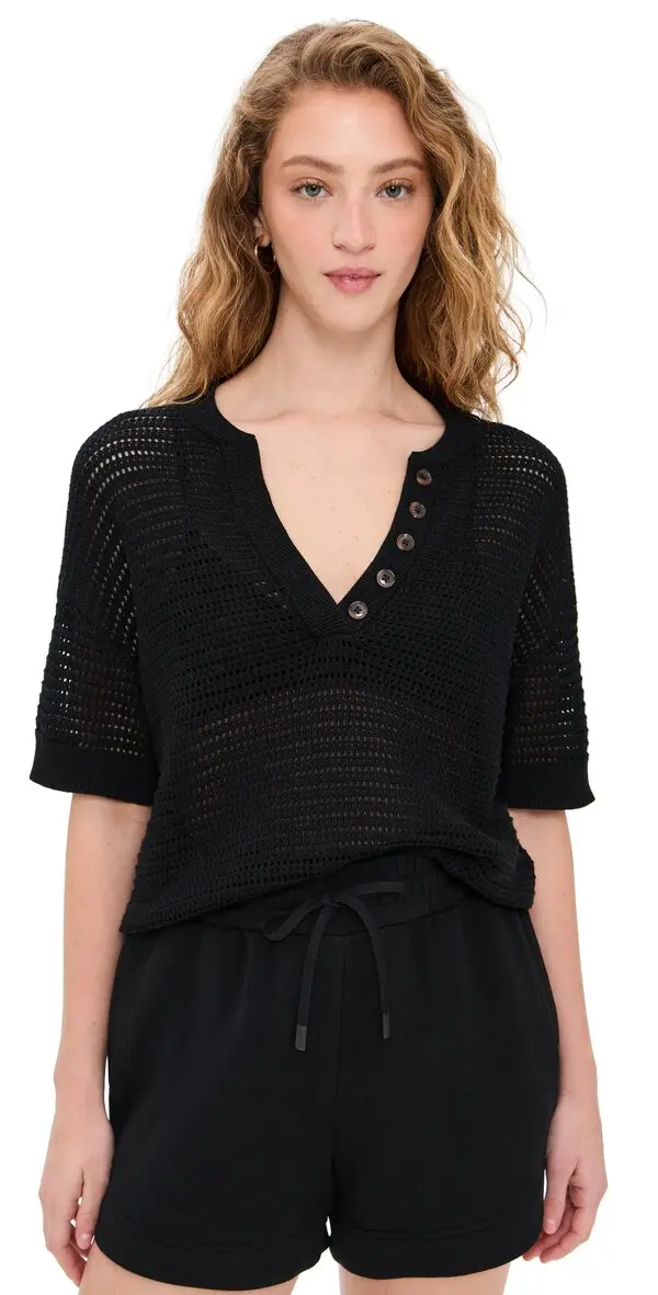 Varley Callie Knit Top - Black