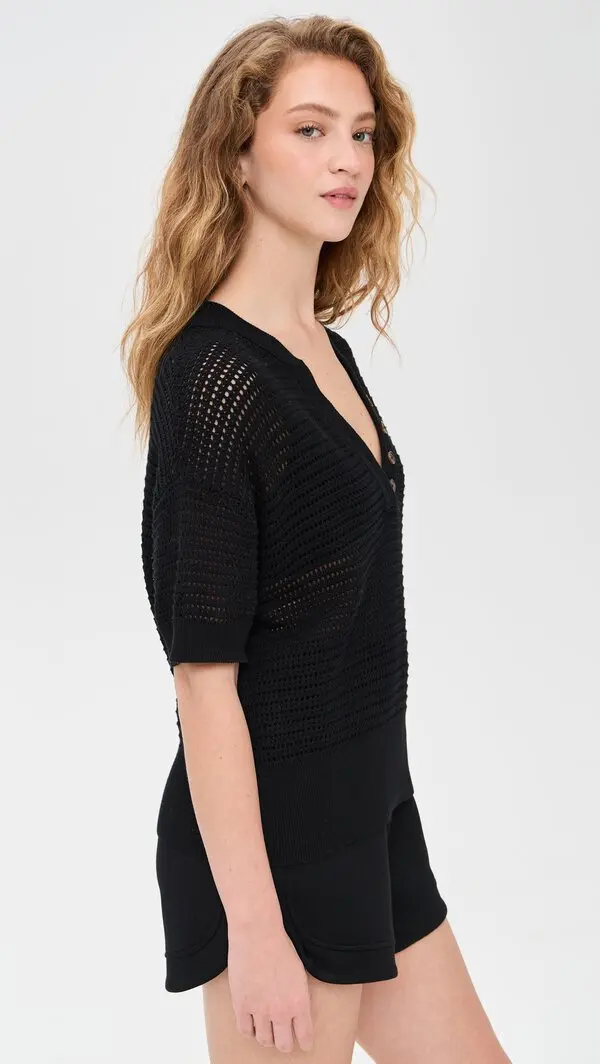 Varley Callie Knit Top - Black