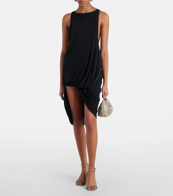 Jacquemus Peplo Draped Jersey Midi Dress - Black