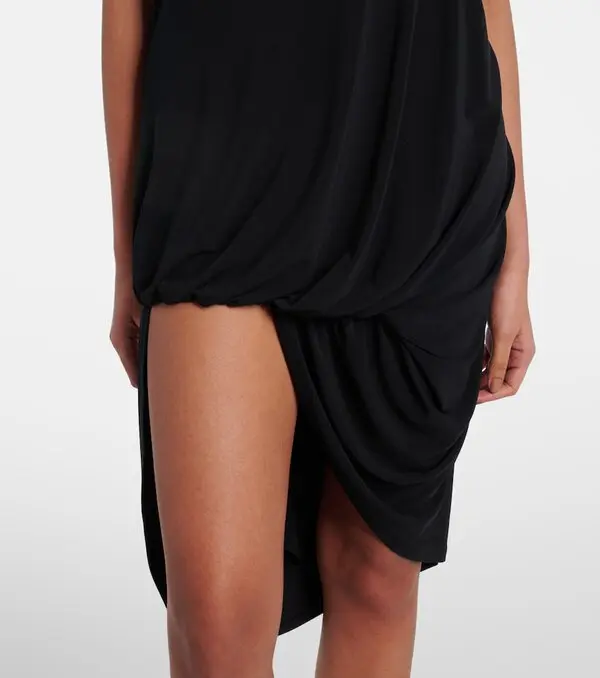 Jacquemus Peplo Draped Jersey Midi Dress - Black