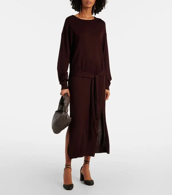 LEMAIRE Belted Sweater Dress - Burgundy