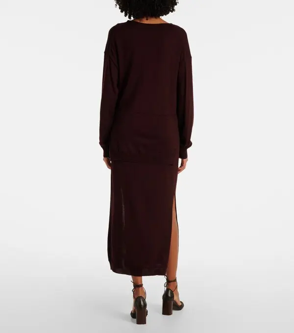 LEMAIRE Belted Sweater Dress - Burgundy