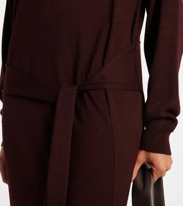 LEMAIRE Belted Sweater Dress - Burgundy