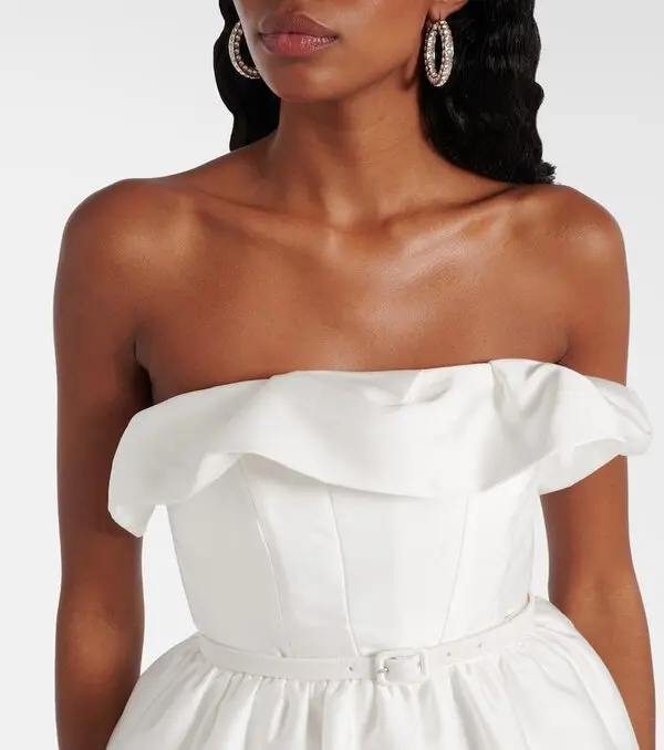 Roland Mouret Ruffled Draped Strapless Minidress - White