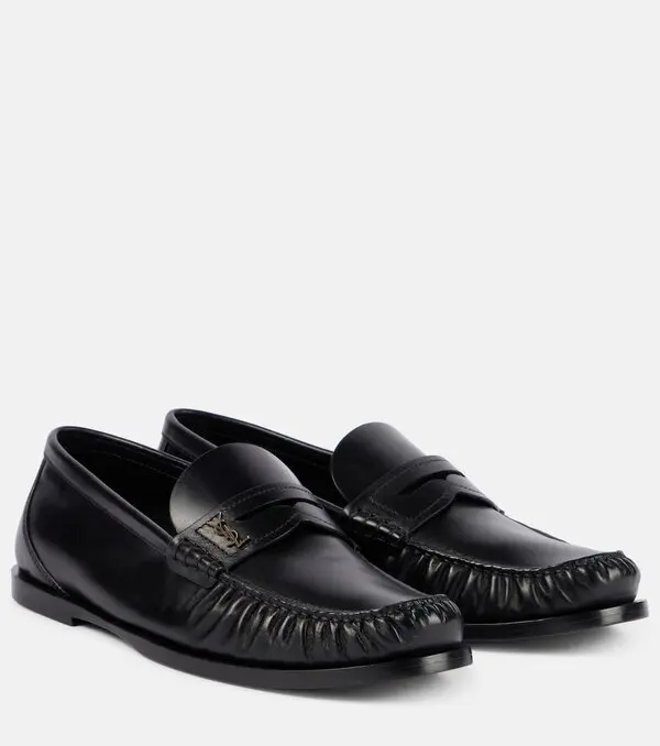 Saint Laurent Laurent Leather Penny Loafers - Black