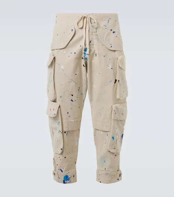 GREG LAUREN Printed Cotton Cargo Pants