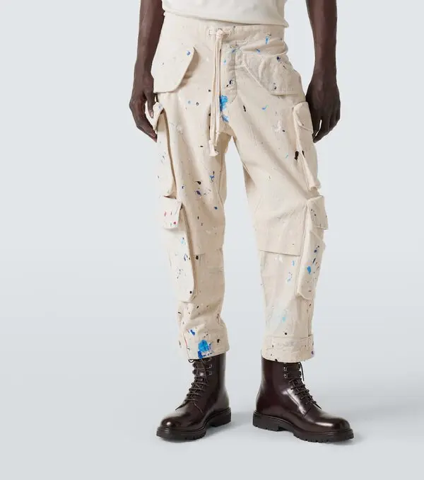 GREG LAUREN Printed Cotton Cargo Pants