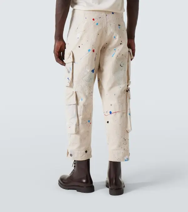 GREG LAUREN Printed Cotton Cargo Pants