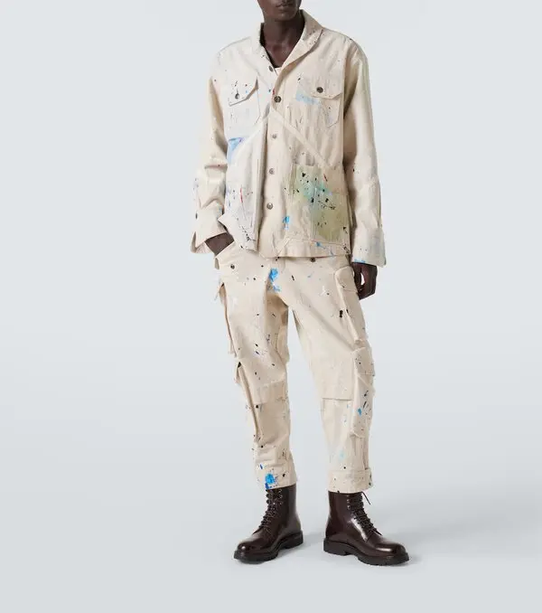 GREG LAUREN Printed Cotton Cargo Pants