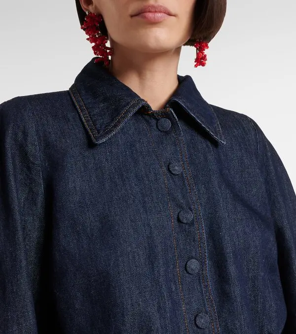 Dries Van Noten Cropped Denim Jacket - Blue