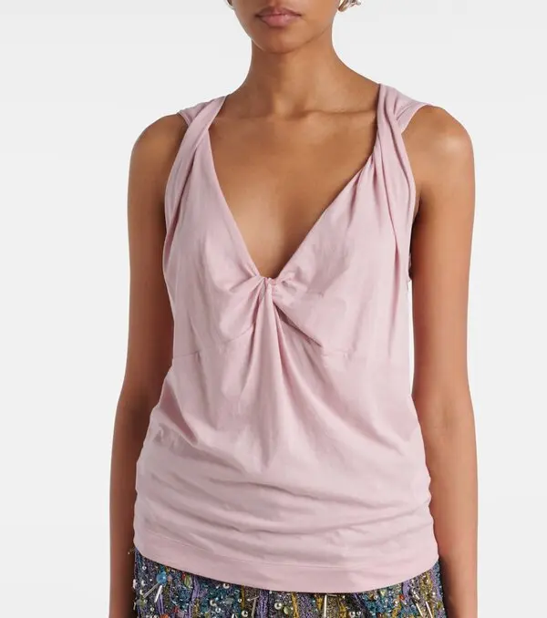 Dries Van Noten Gathered Cotton Top - Pink
