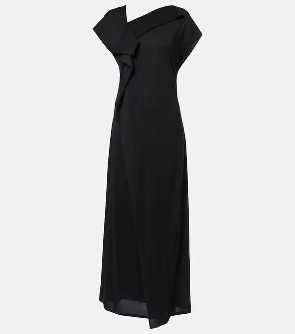 Plan C Asymmetric Draped Midi Dress