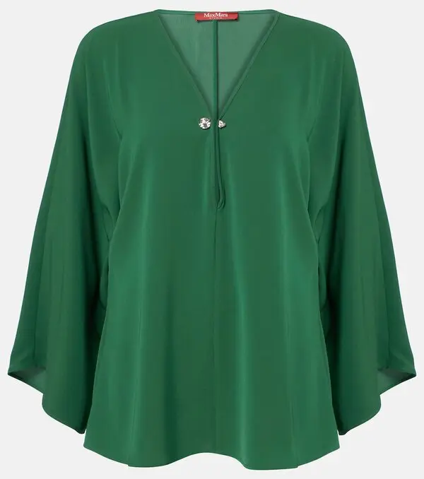 Max Mara Umile Crystal-embellished Cady Blouse - Green