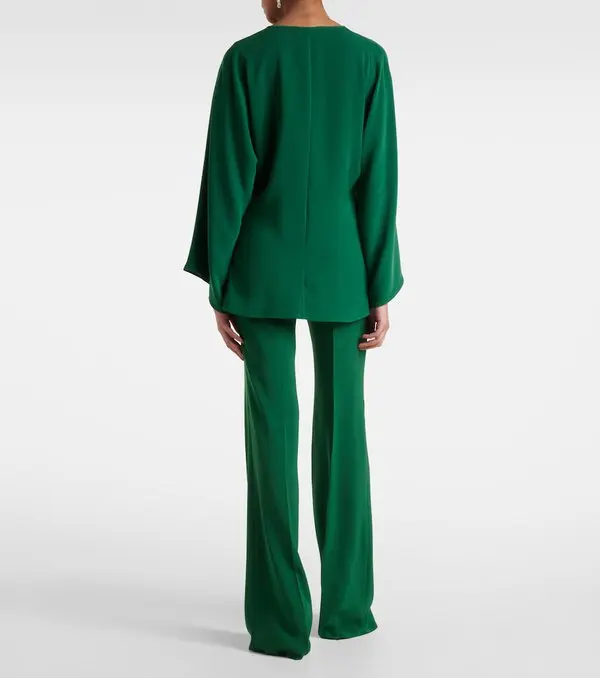 Max Mara Umile Crystal-embellished Cady Blouse - Green