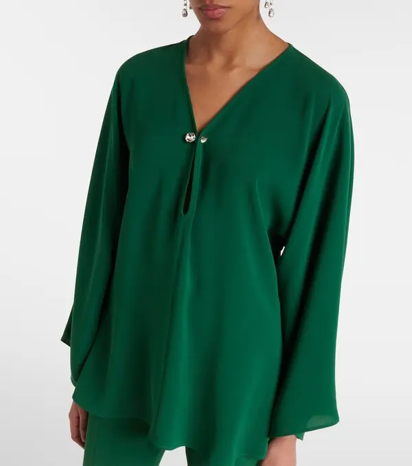 Max Mara Umile Crystal-embellished Cady Blouse - Green