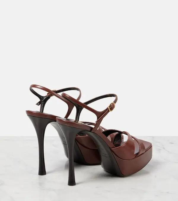 Saint Laurent Debbie 85 Leather Platform Sandals