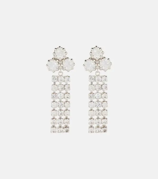 JIL SANDER Crystal-embellished Brass Earrings - Silver