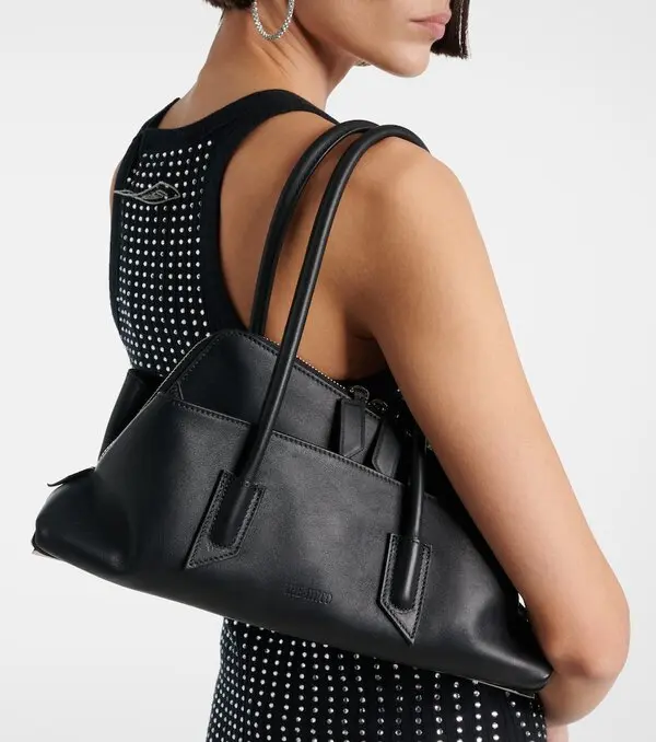 Attico Small Leather Tote Bag - Black