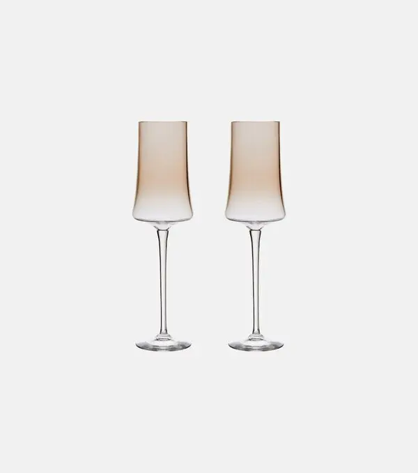 Brunello Cucinelli Set Of 2 Murano Glass Champagne Flutes - Beige