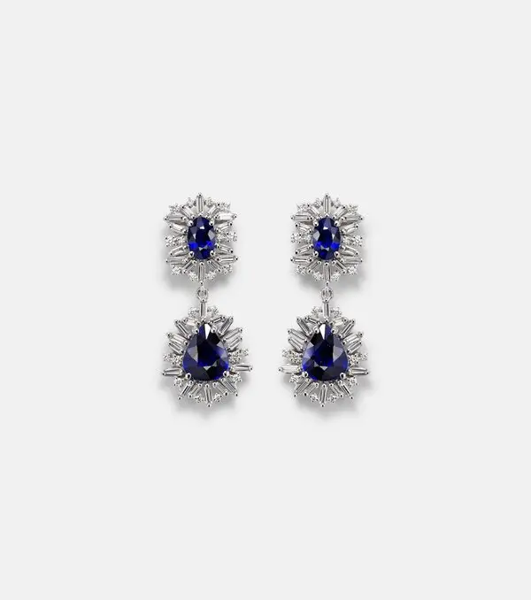 SUZANNE KALAN Doublet 18kt White Gold Sapphire And Diamond Drop Earrings - Silver