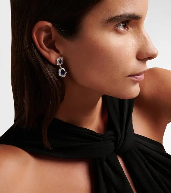SUZANNE KALAN Doublet 18kt White Gold Sapphire And Diamond Drop Earrings