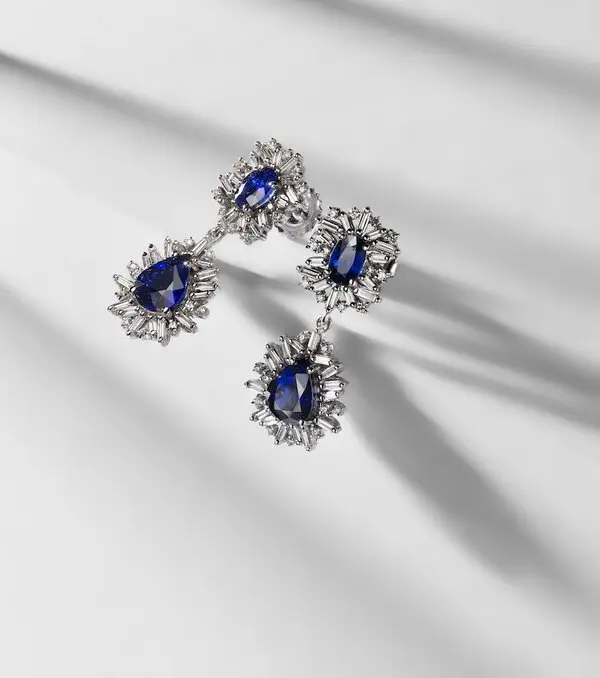 SUZANNE KALAN Doublet 18kt White Gold Sapphire And Diamond Drop Earrings