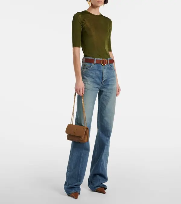 Saint Laurent Cassandre Knitted Top - Green