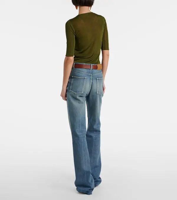 Saint Laurent Cassandre Knitted Top - Green