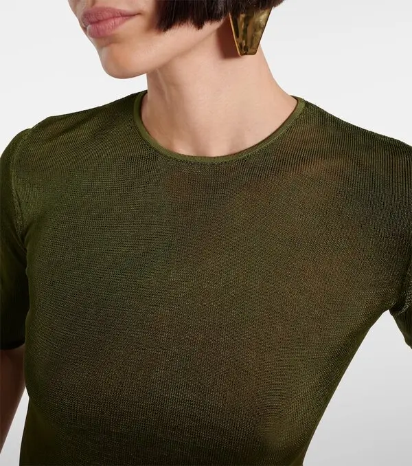 Saint Laurent Cassandre Knitted Top - Green
