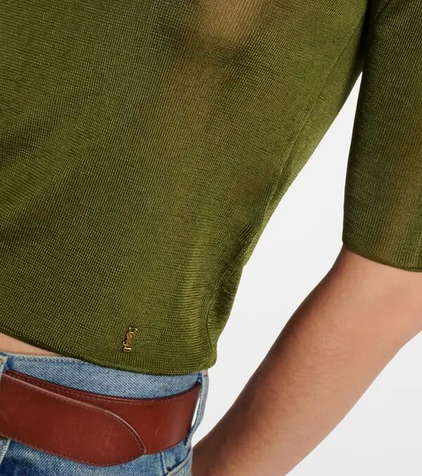 Saint Laurent Cassandre Knitted Top - Green