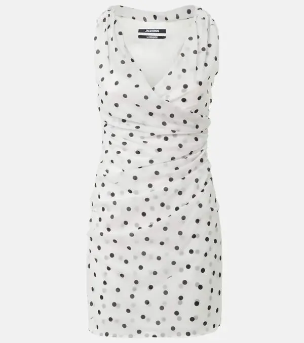 Jacquemus Rita Draped Polka-dot Minidress