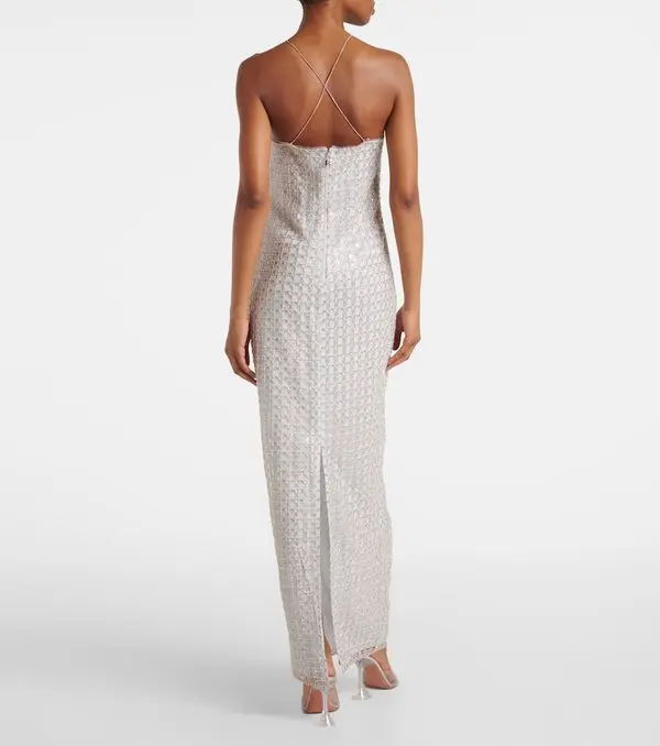 ROTATE BY BIRGER CHRISTENSEN Sequined Halterneck Maxi Dress