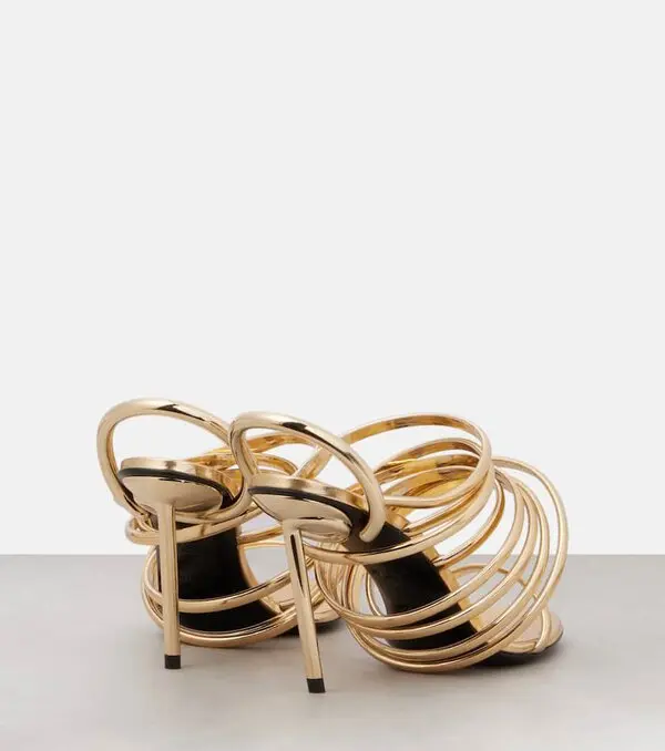 Alaïa Spiral 90 Metallic Leather Sandals