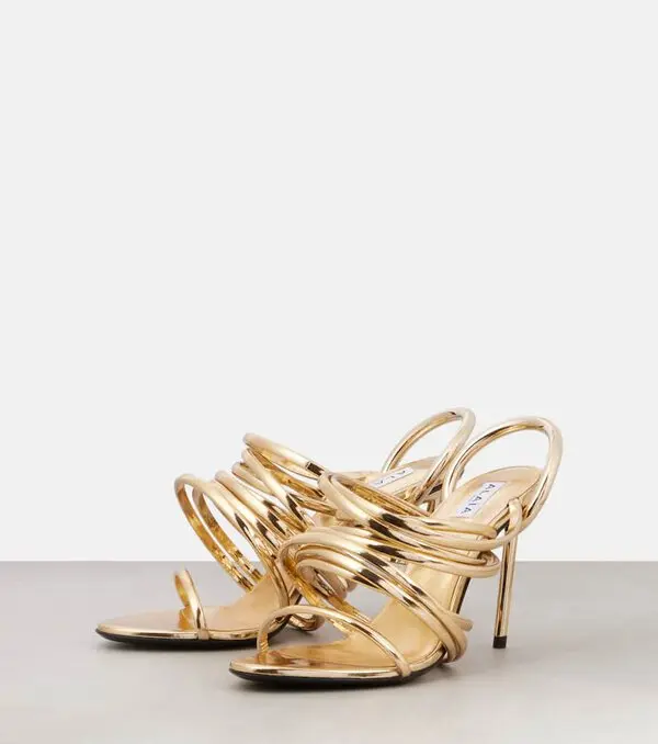 Alaïa Spiral 90 Metallic Leather Sandals