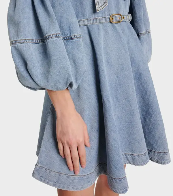 Zimmermann Tie-neck Denim Mini Dress - Blue