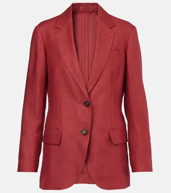 Brunello Cucinelli Hemp And Linen Gabardine Blazer - Red