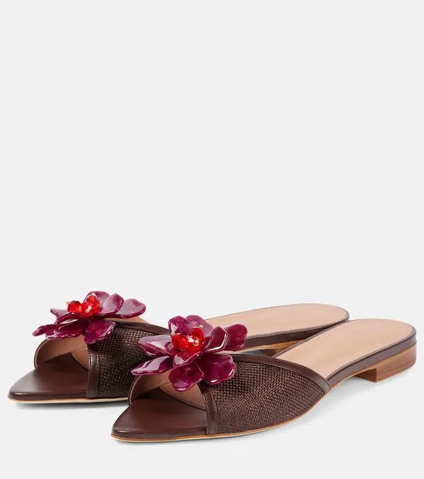 MALONE SOULIERS Cyd Crystal-embellished Raffia Slides