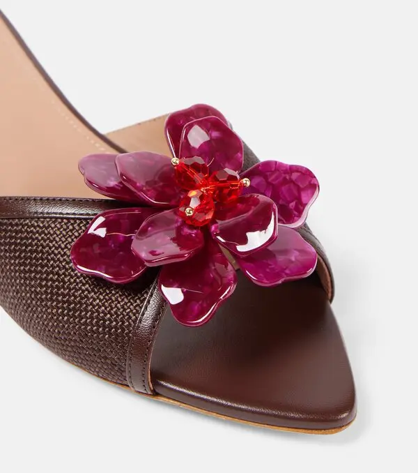 MALONE SOULIERS Cyd Crystal-embellished Raffia Slides