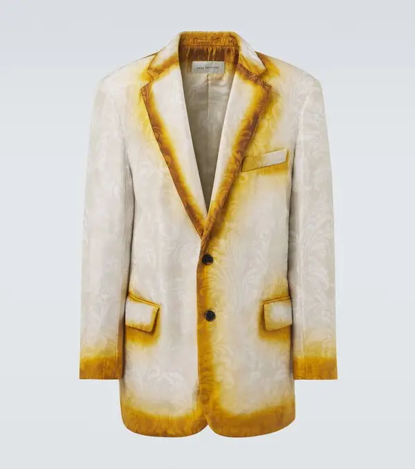 Dries Van Noten Silk Jacquard Blazer - White