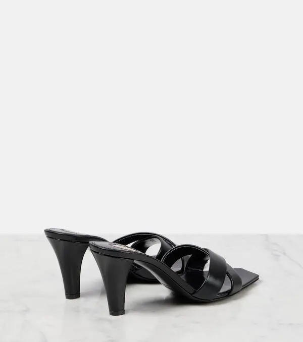 Saint Laurent Jill 75 Leather Mules - Black