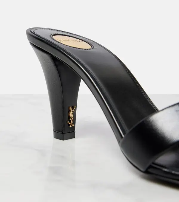 Saint Laurent Jill 75 Leather Mules - Black
