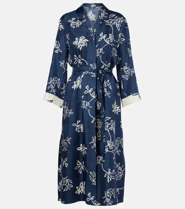 Max Mara Timeo Printed Twill Wrap Dress - Blue