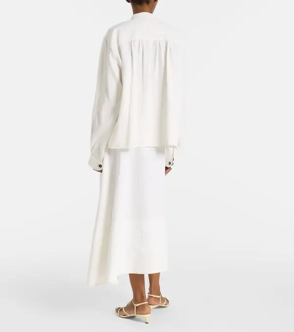 JIL SANDER Plissé Linen Shirt - White