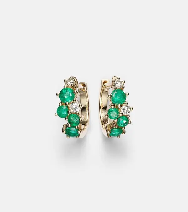 SYDNEY EVAN 14kt Gold Earrings With Emerald And Diamond - Green