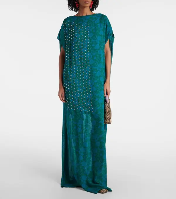 Dries Van Noten Printed Embellished Maxi Dress