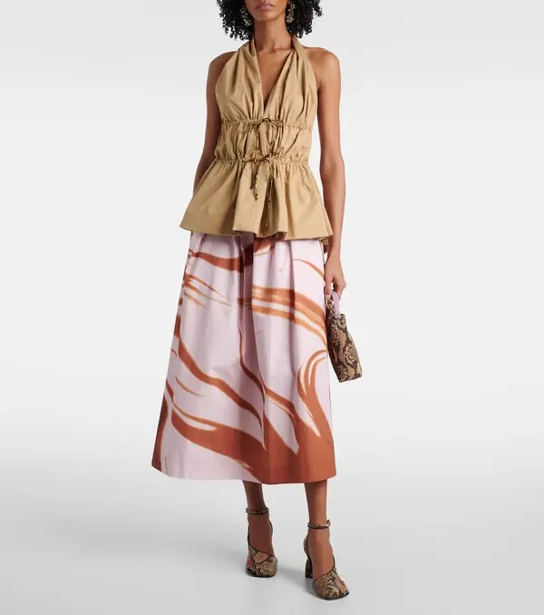 Dries Van Noten Gathered Halterneck Top - Beige